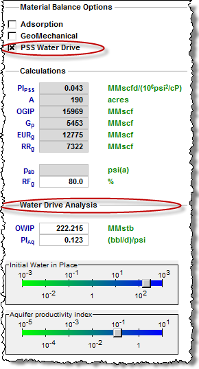 Analyzing reservoirs with aquifer support